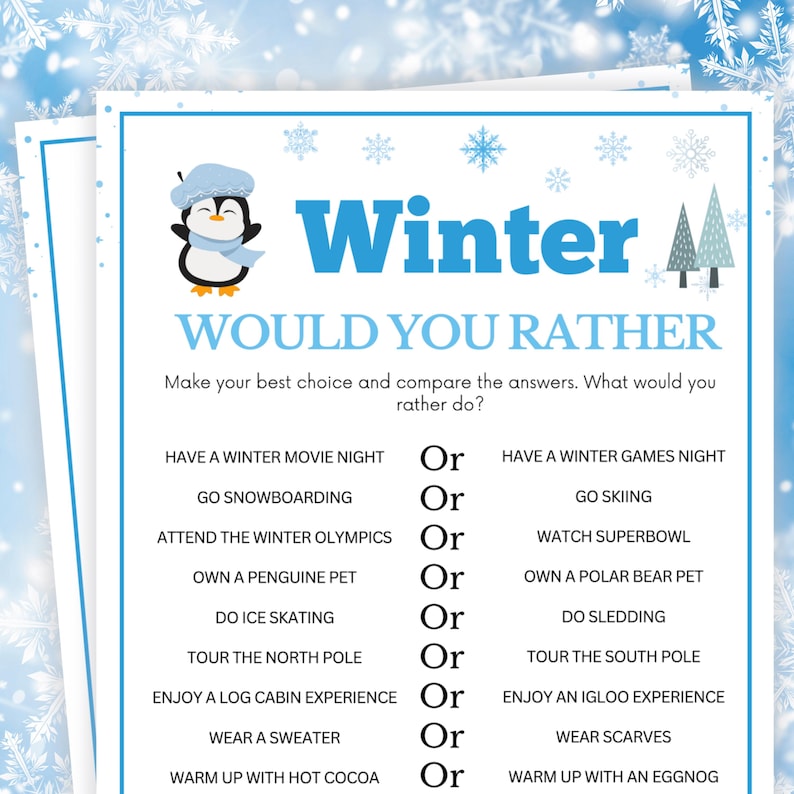 Winter Games, Would You Rather, Winter Party Games, Winter Class Games ...