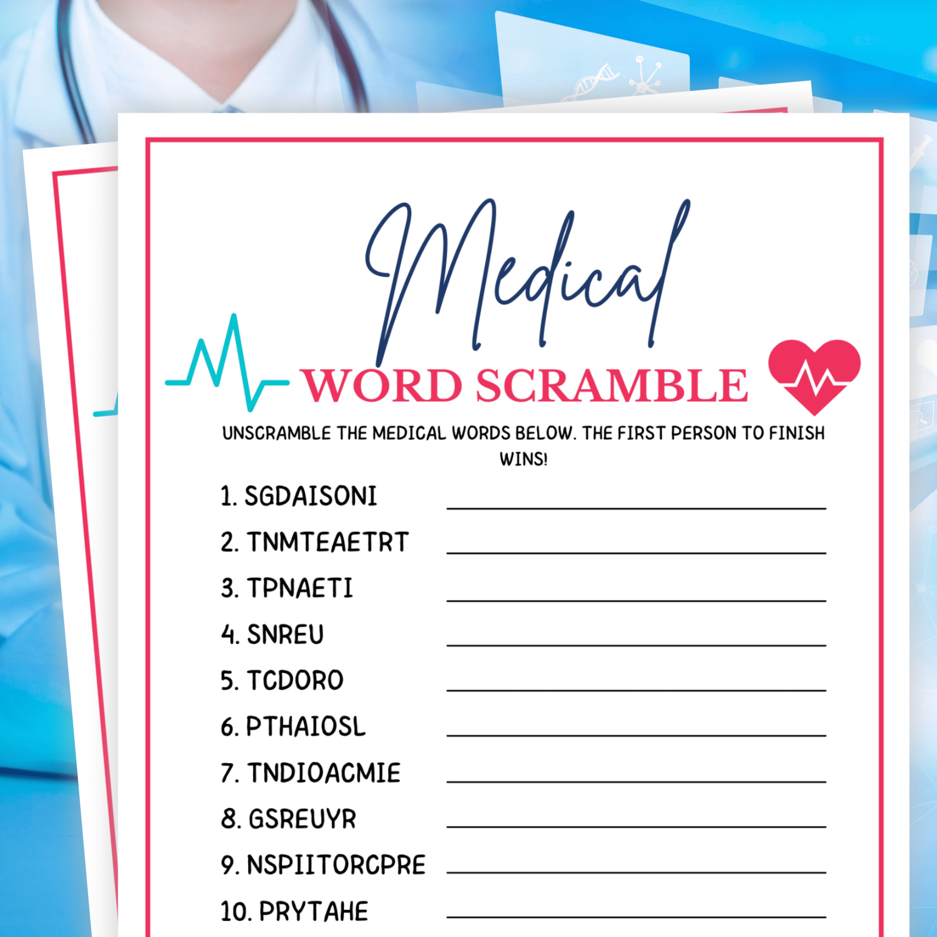 Medical Games, Medical Word Scramble, Hospital Party Games, Doctors ...