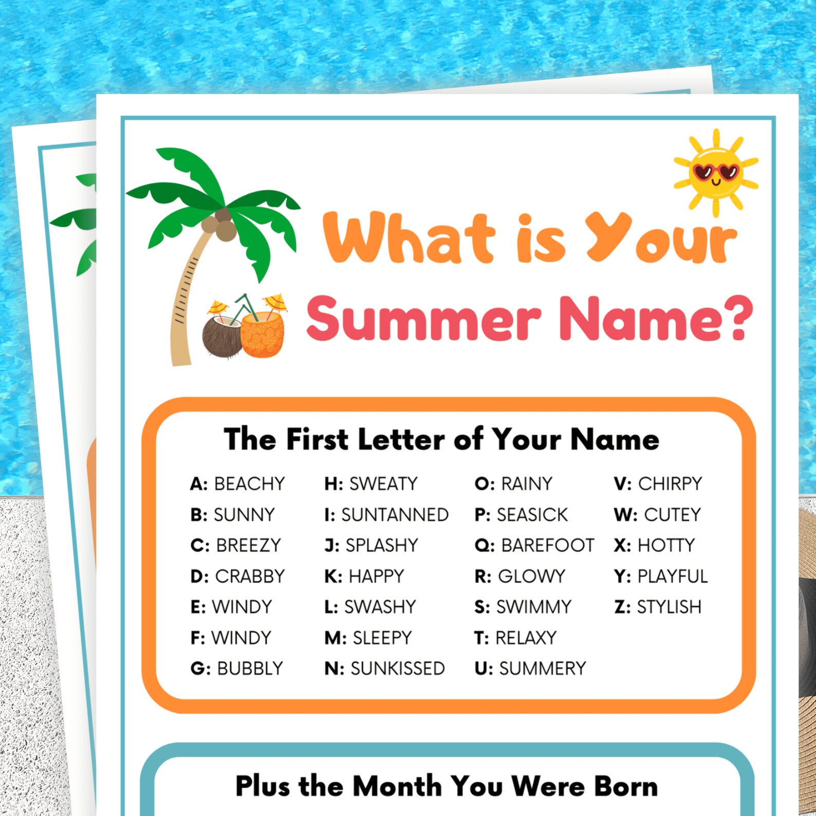 Summer Games, What is Your Summer Name?, Summer Party Games, Summer ...