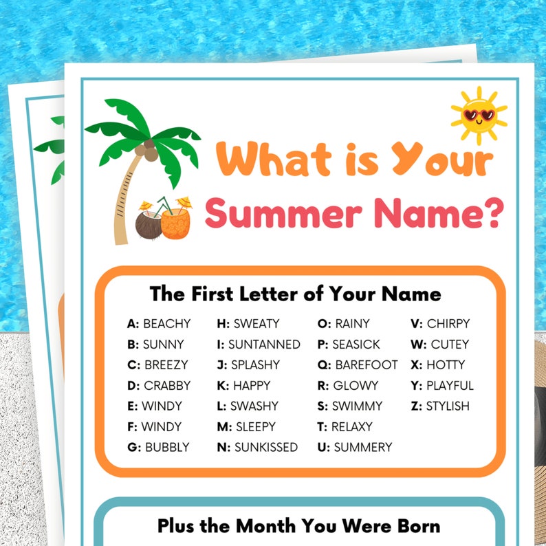 Summer Games, What's Your Summer Name, Summer Party Games, Summertime ...