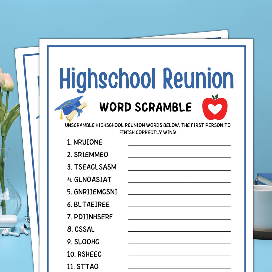 High School Reunion Word Scramble, School Reunion Party Games ...