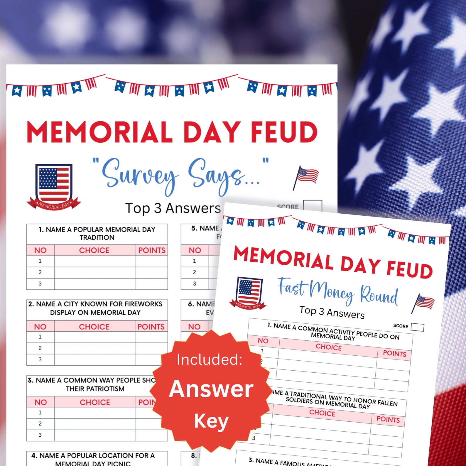 Memorial Day Games, Memorial Day Feud, Family Feud Survey Says Top ...