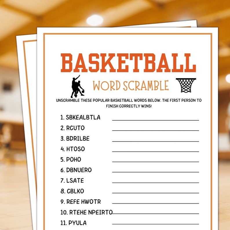 Basketball Word Scramble Game: Printable Party Activity (PDF) - Etsy