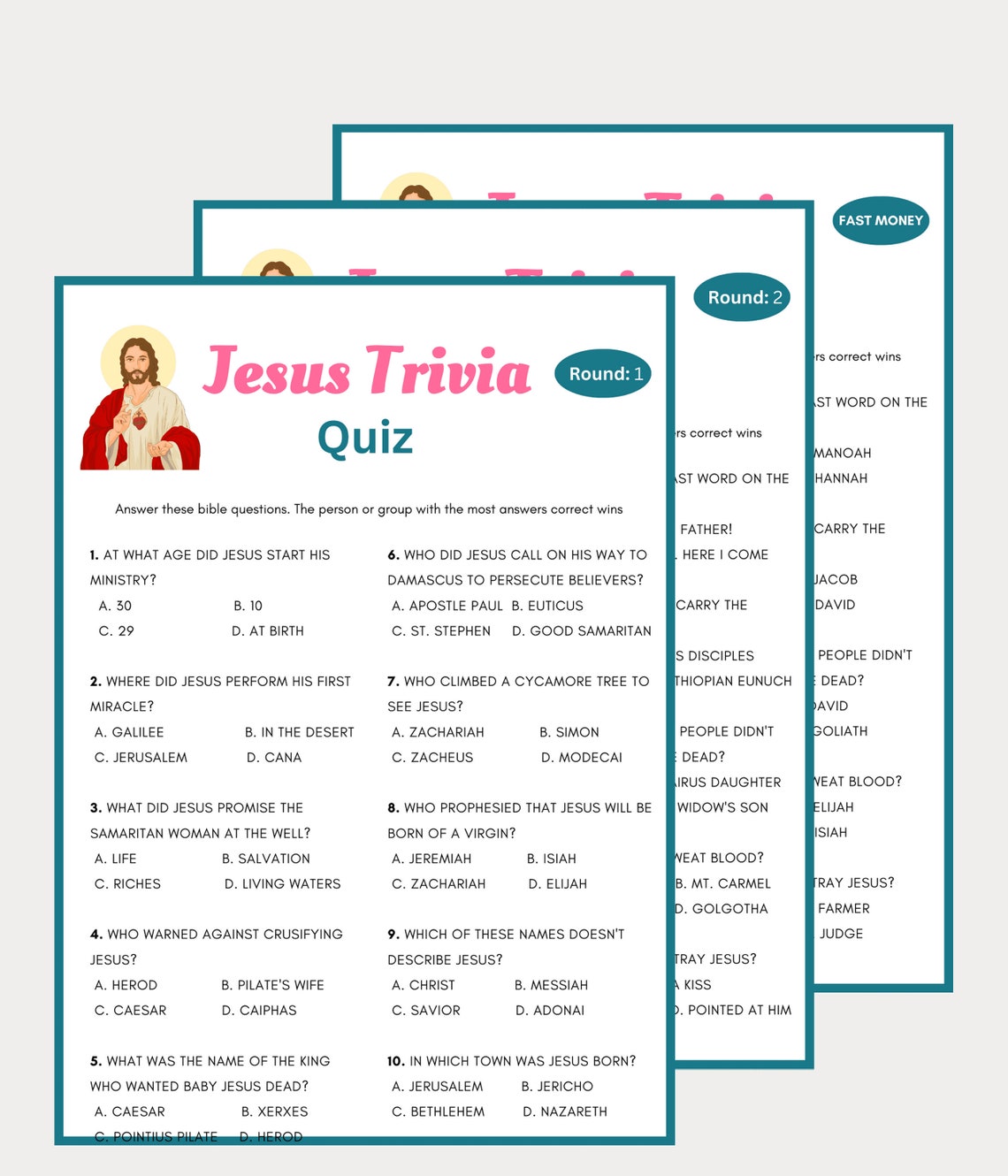 Bible Games, Jesus Trivia Quiz, Bible Games for Kids, Jesus Trivia ...