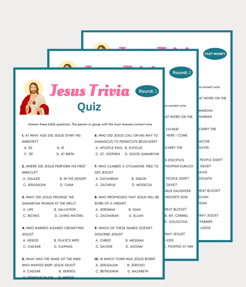 Bible Games, Jesus Trivia Quiz, Bible Games for Kids, Jesus Trivia ...