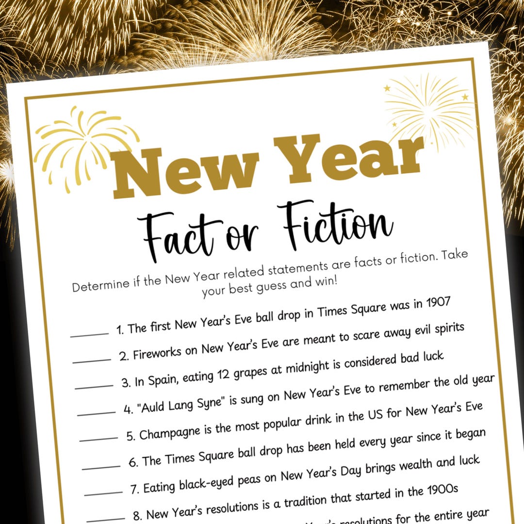 New Year Trivia, Fact or Fiction, New Year Games, New Year Party Games ...