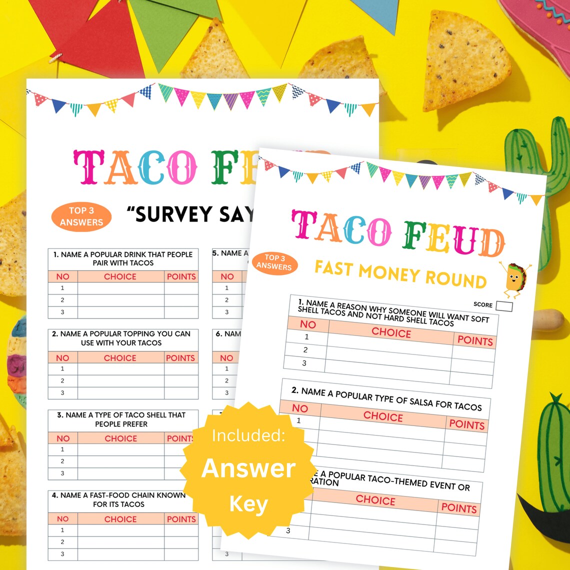 Taco Games, Family Feud, Taco Feud, Trivia, Taco Tuesday Games, Taco ...