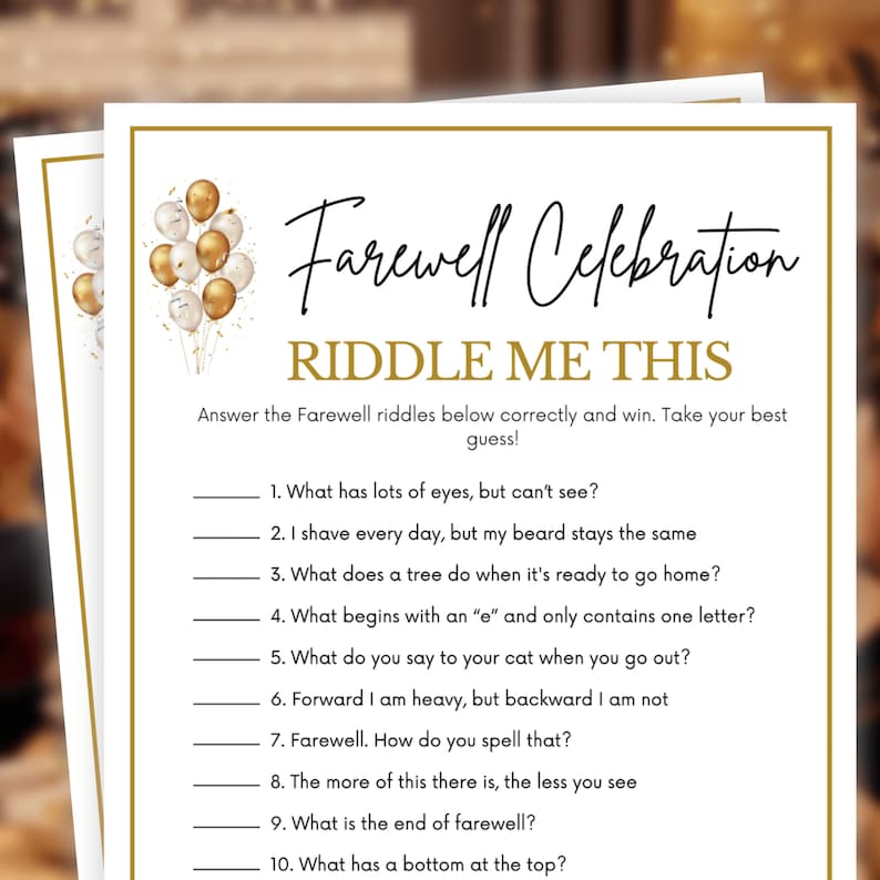 Farewell Party Games, Farewell Riddles, Farewell Party Games for Kids ...