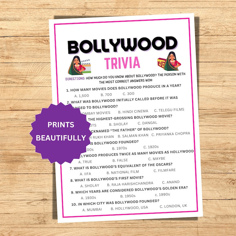 Bollywood Trivia, Bollywood Games, Bollywood Party Games, Hindi Cinema ...