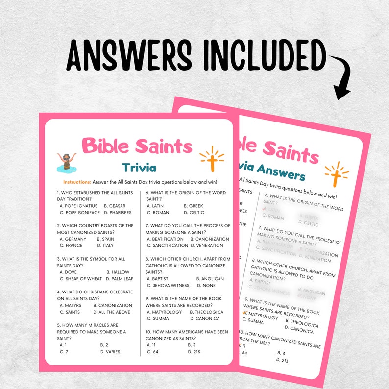 All Saints Day Games, Saints Day Games Bundle, Bible Games for Kids and ...