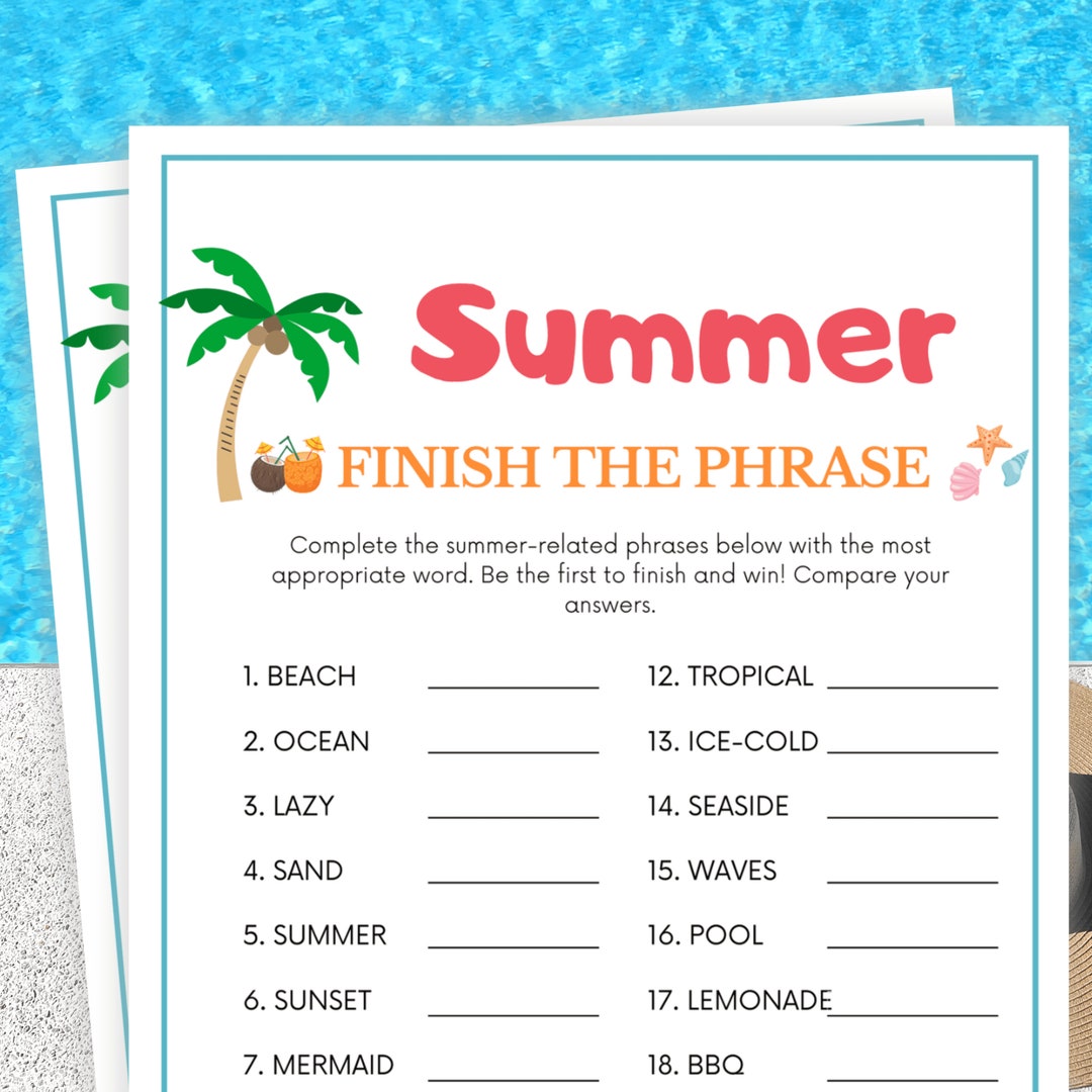 Summer Trivia, Finish the Phrase, Summer Games, Summer Party Games for ...