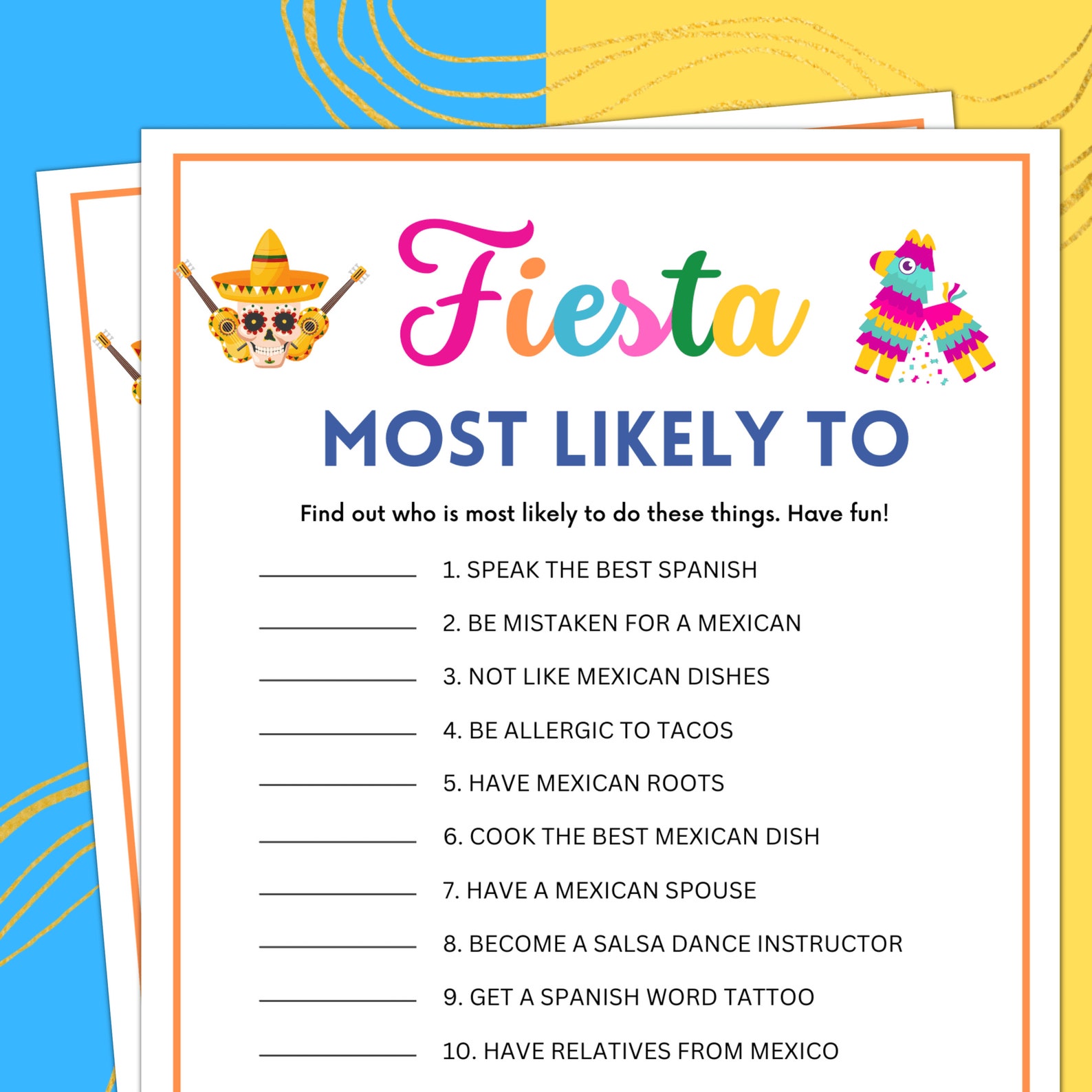 Fiesta Party Games, Most Likely To, Fiesta Games for Birthday, Baby ...