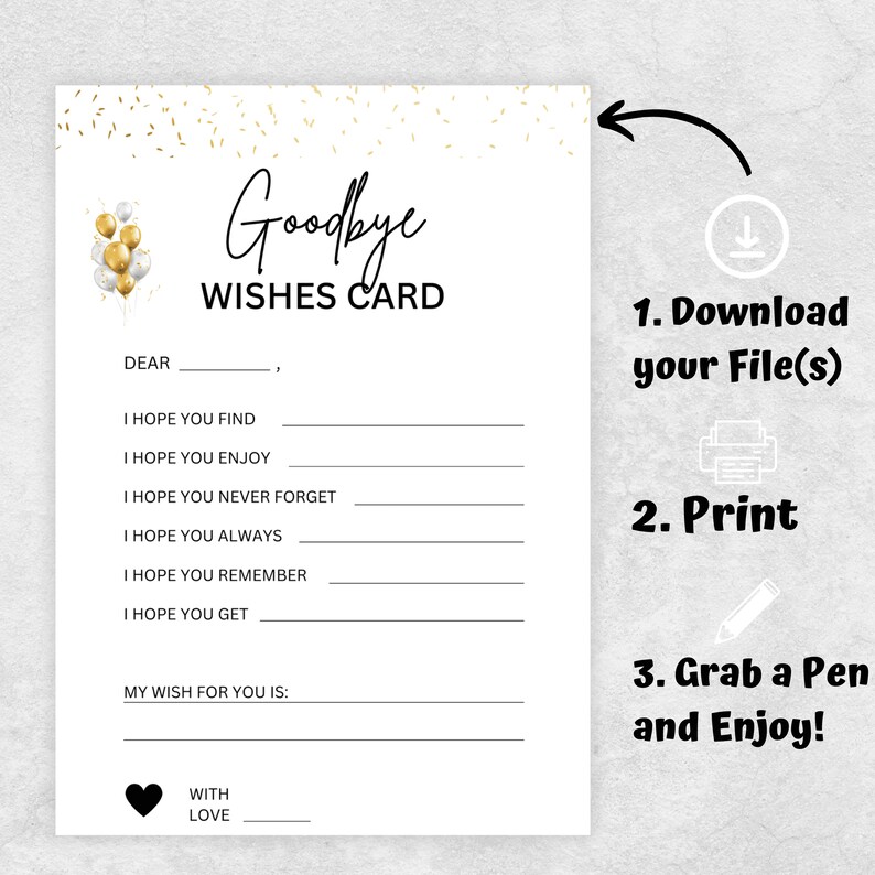 Goodbye Wishes Card, Going Away Party Games, Going Away Games, Farewell ...