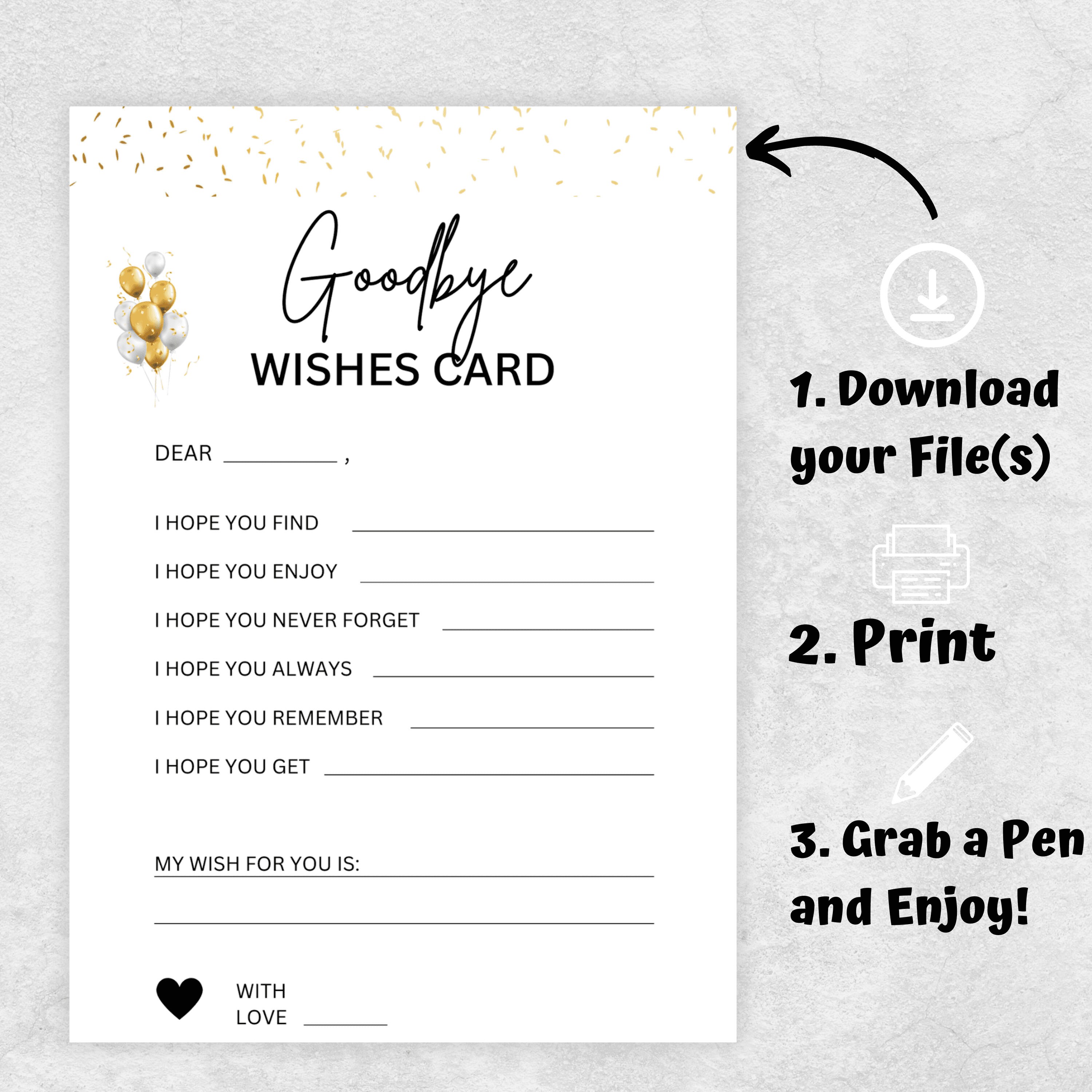 Goodbye Wishes Card, Going Away Party Games, Going Away Games, Farewell ...