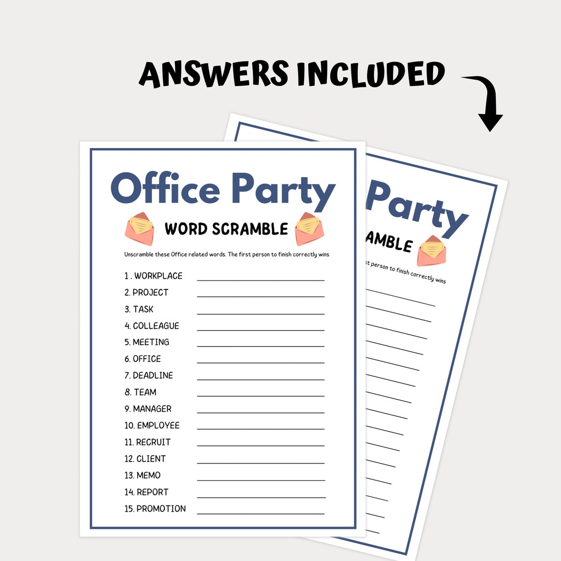 Office Party Word Scramble, Office Party Games, Printable Office Games ...