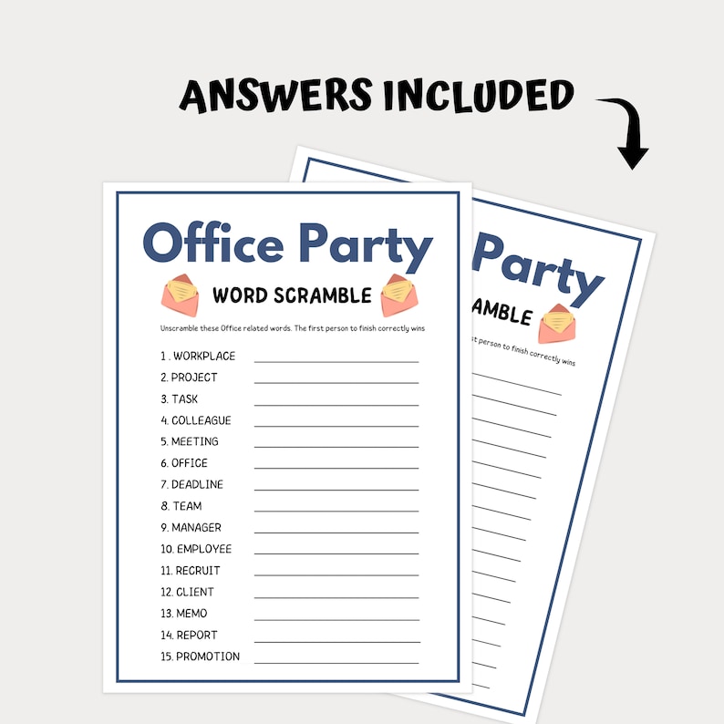 Office Party Games, Word Scramble, Office Games, Office Team Building ...