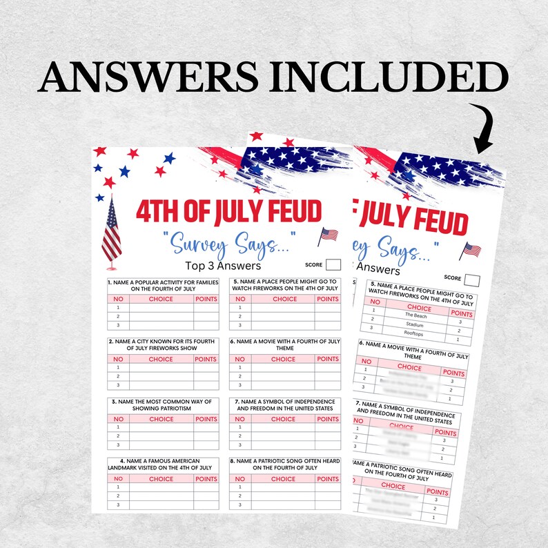 4th of July Games, Friendly Feud, Independence Day, Patriotic Games ...