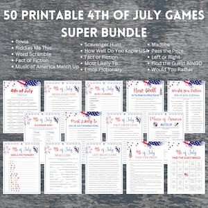 4th of July Games Bundle, 50 Game SUPER Bundle, Fourth of July Party ...