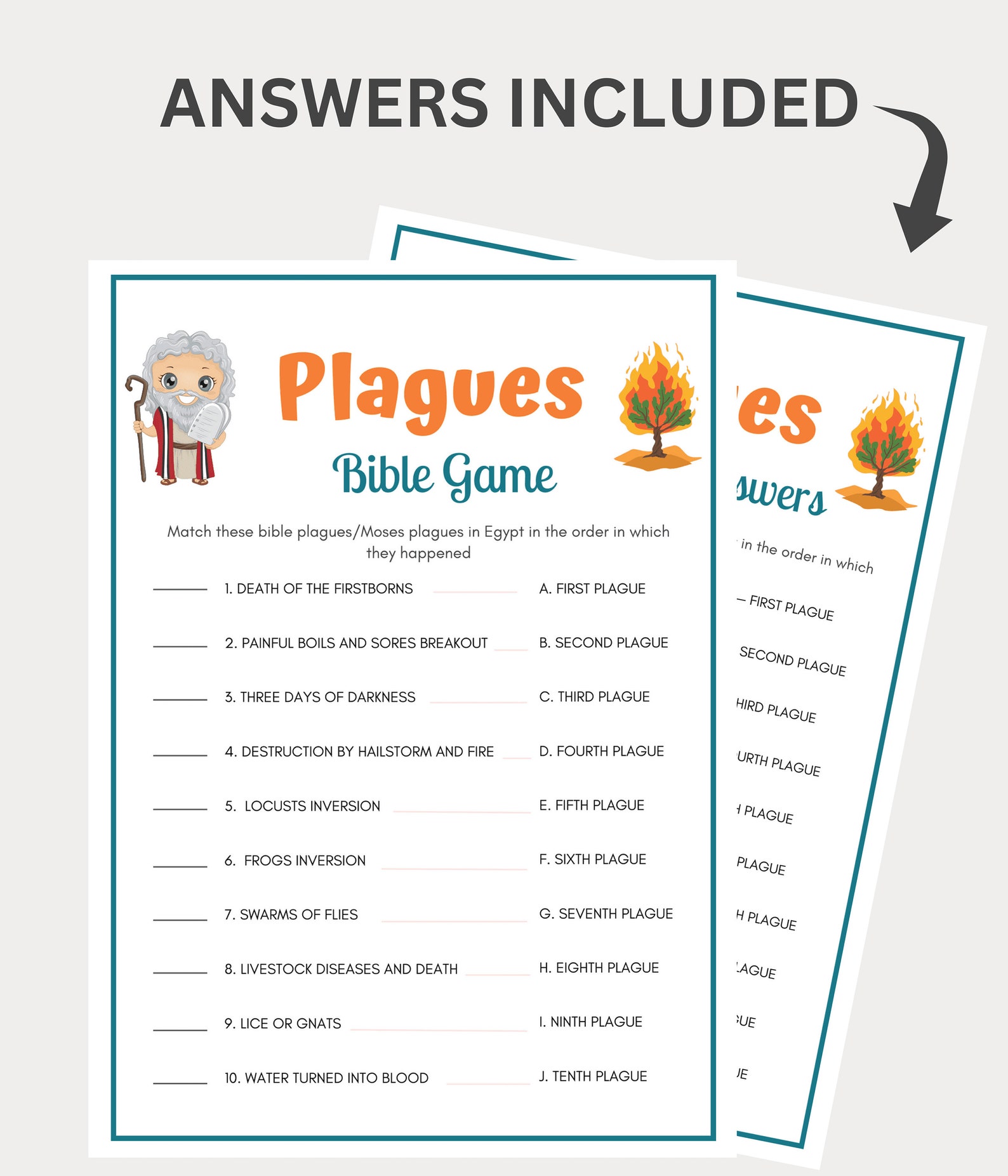 Bible Games, Bible Plague Matching, Bible Games for Kids and Adults ...