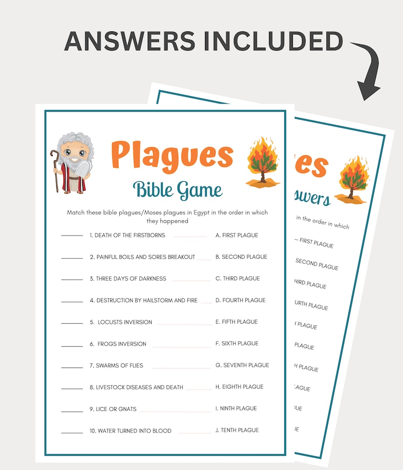 Bible Games, Bible Plague Matching, Bible Games for Kids and Adults ...
