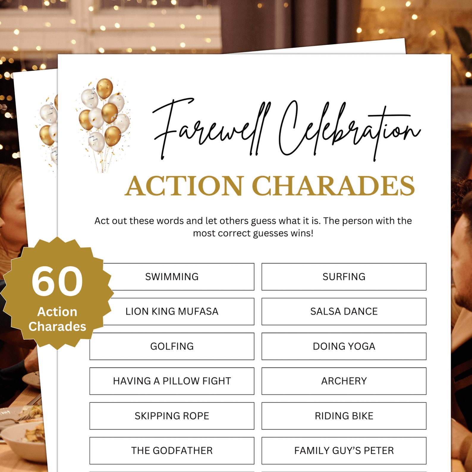 Farewell Party Games, Charades, Farewell Party Games for Kids, Seniors ...