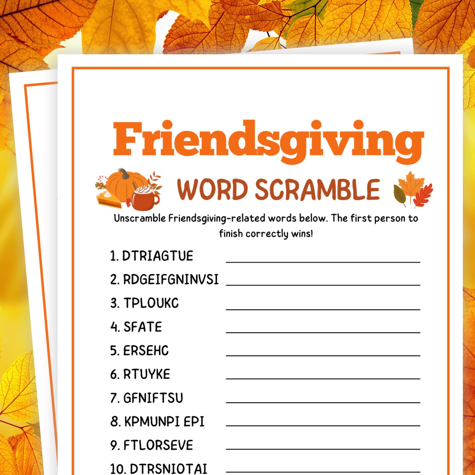 Friendsgiving Games, Word Scramble, Friendsgiving Party Games ...