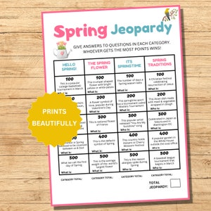 Spring Trivia, Spring Jeopardy, Spring Party Games for Kids, Adults ...