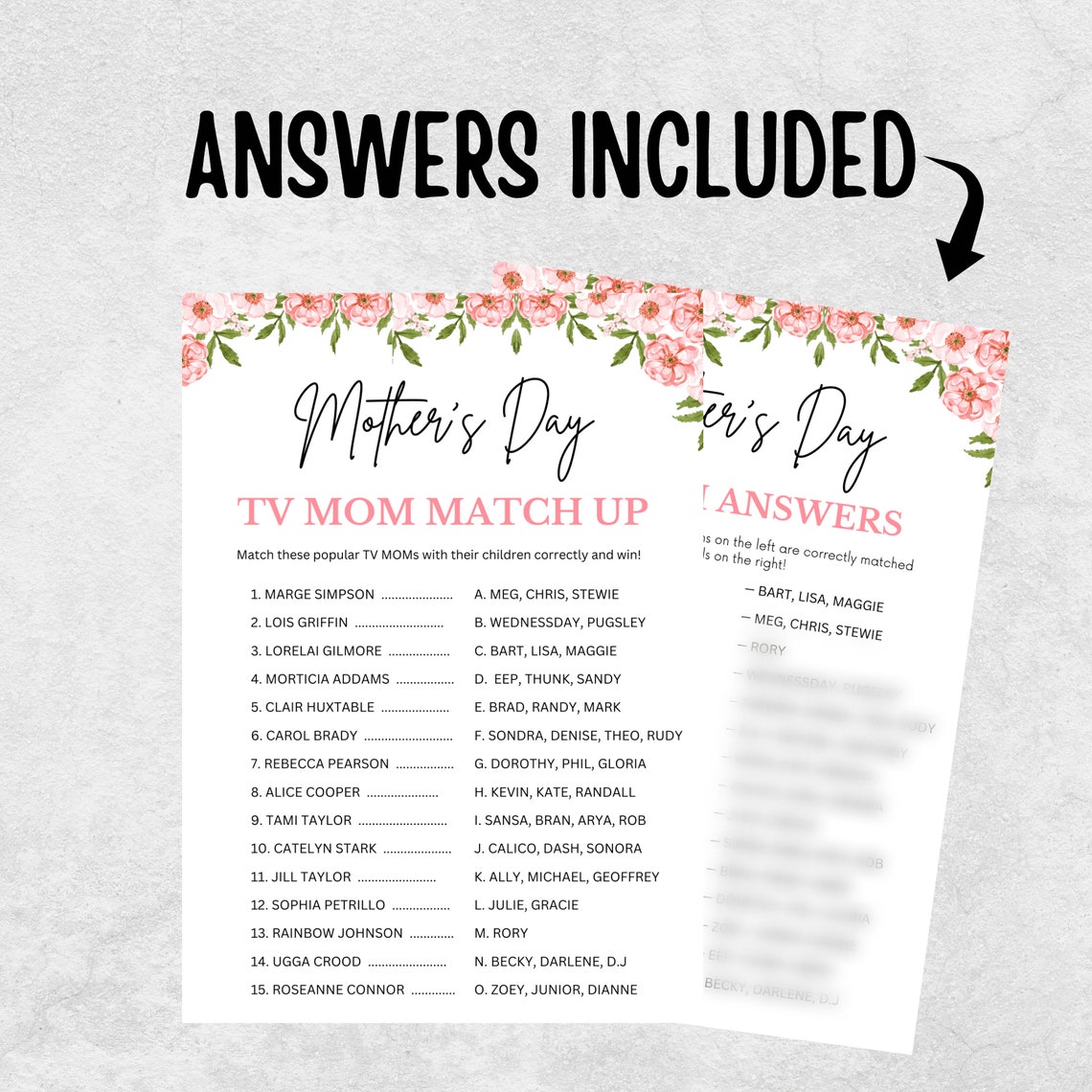 Mothers Day Games, TV Mom Match Up, Mothers Day Trivia, Mothers Day ...