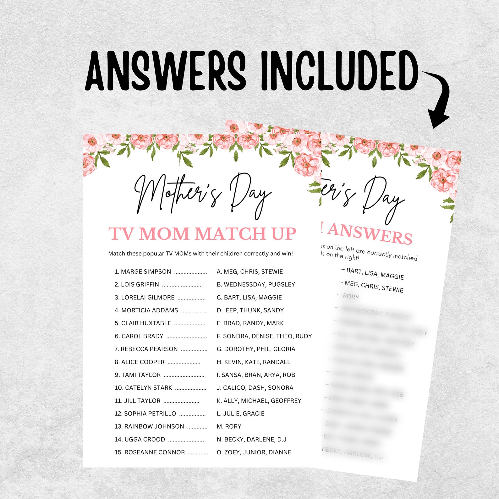 Mothers Day Games, TV Mom Match Up, Mothers Day Trivia, Mothers Day ...