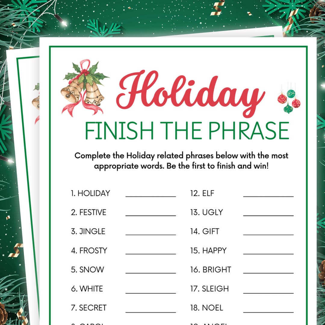 Holiday Office Trivia, Finish the Phrase, Holiday Games, Office Holiday ...