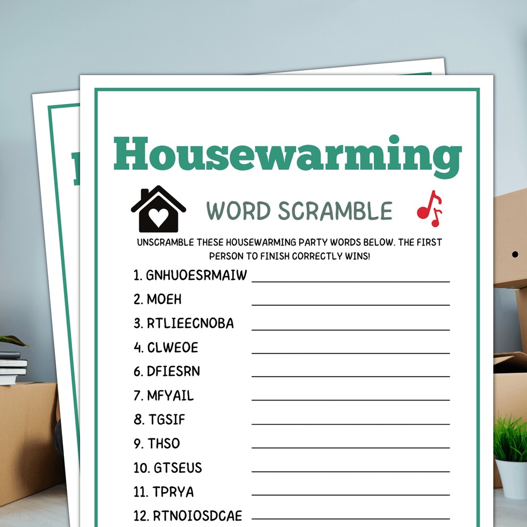 Housewarming Party Games, Housewarming Word Scramble, Printable ...