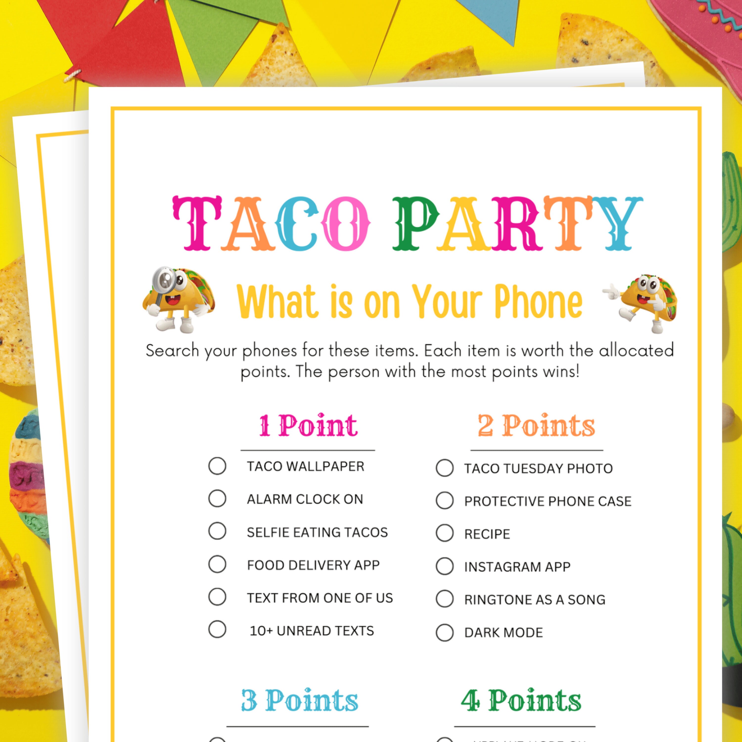 Taco Party Games, What is on Your Phone, Taco Tuesday Games, Taco ...