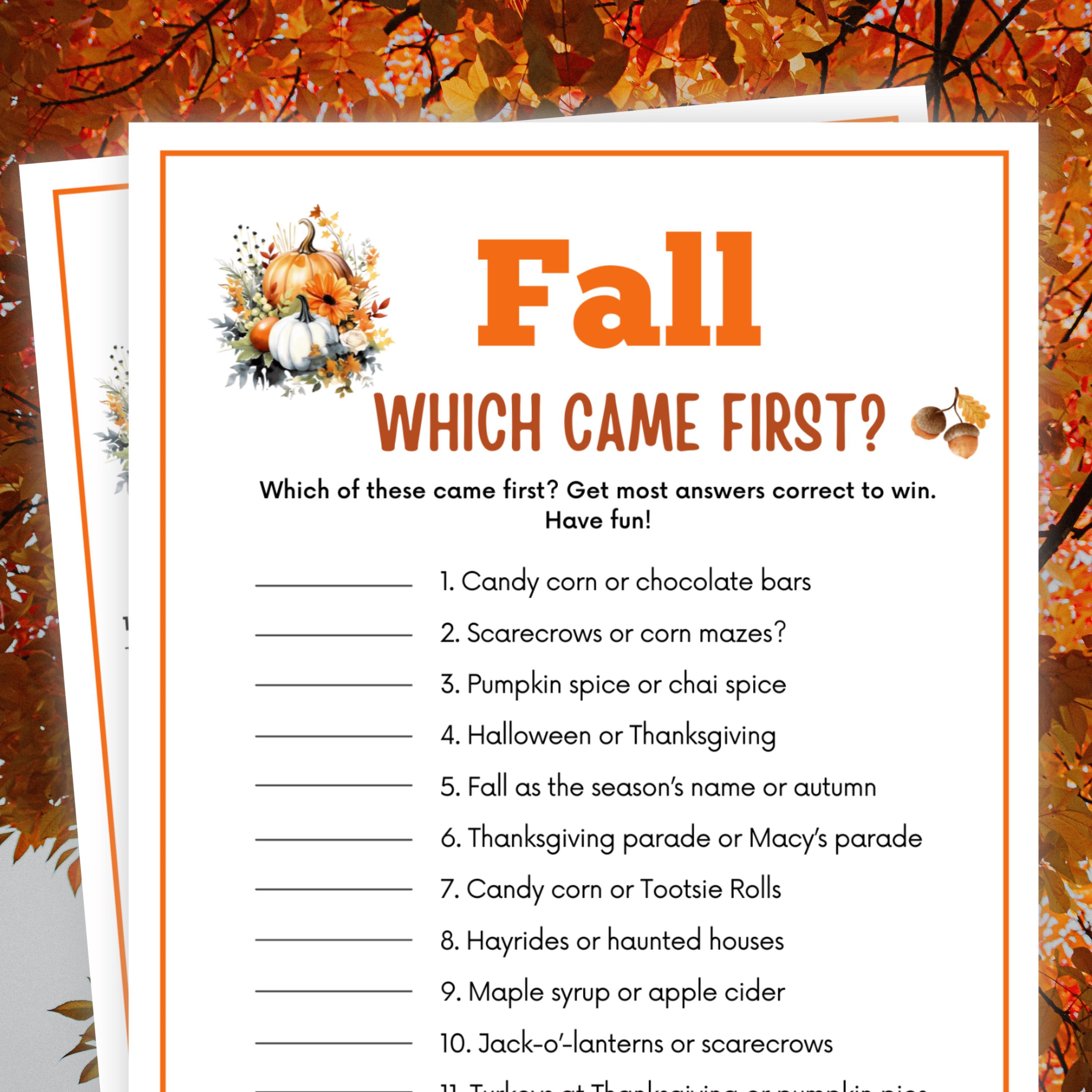Fall Games, Which Came First, Fall Games for Kids, Autumn Games, Fall ...