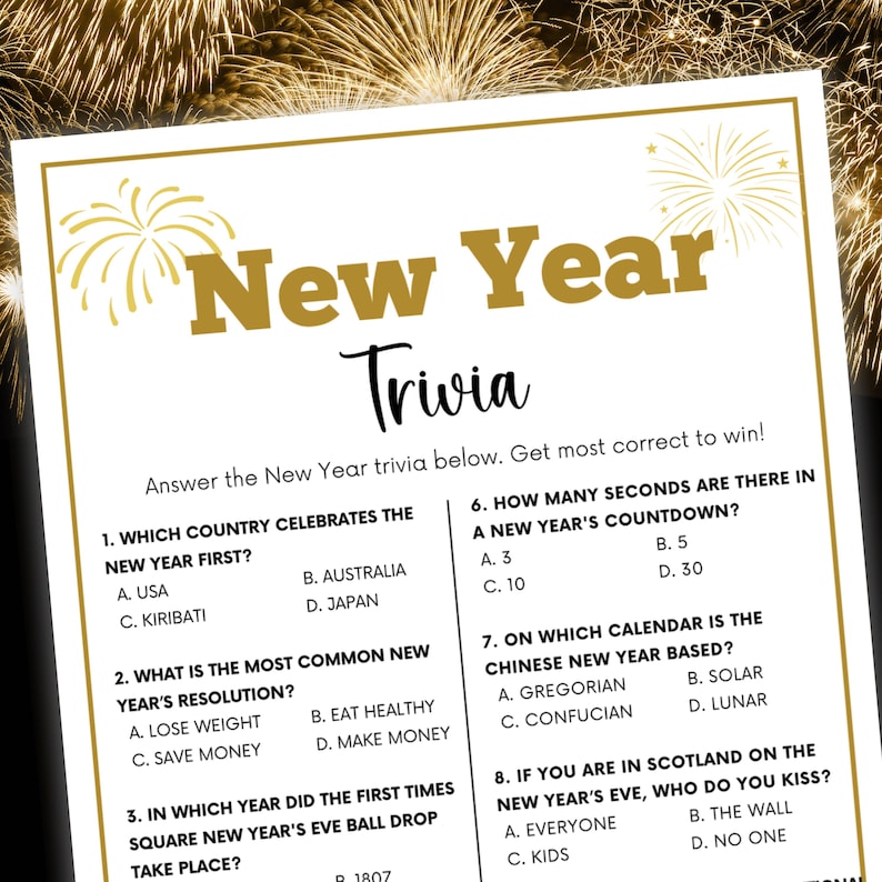 New Year Trivia, New Year Games, New Year Party Games, New Year's Eve ...
