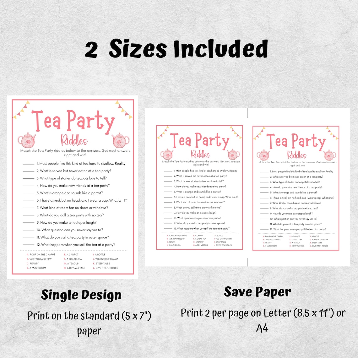 Tea Party Riddles, Tea Party Games, Ladies Tea Party Games, Garden Tea ...