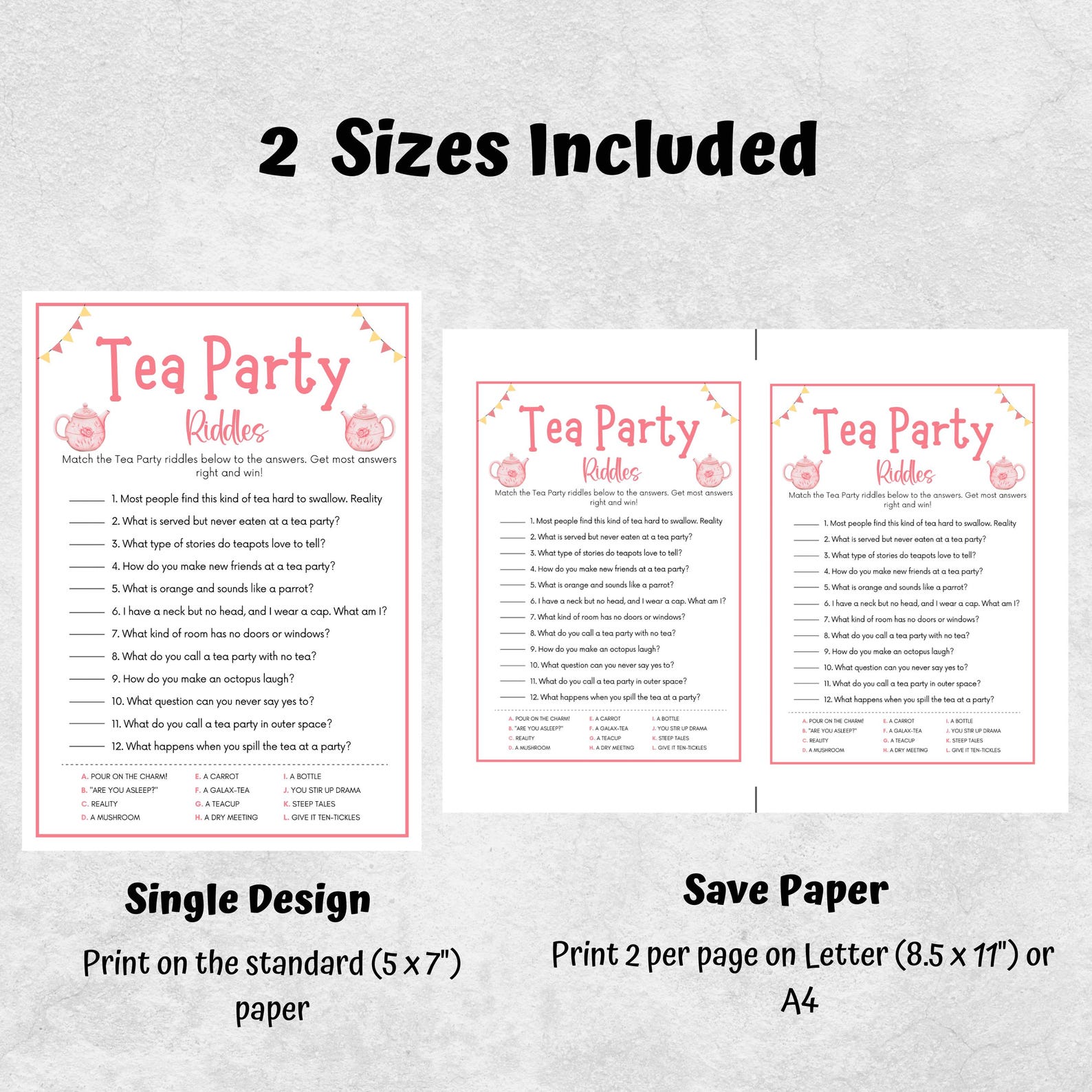 Tea Party Riddles, Tea Party Games, Ladies Tea Party Games, Garden Tea ...