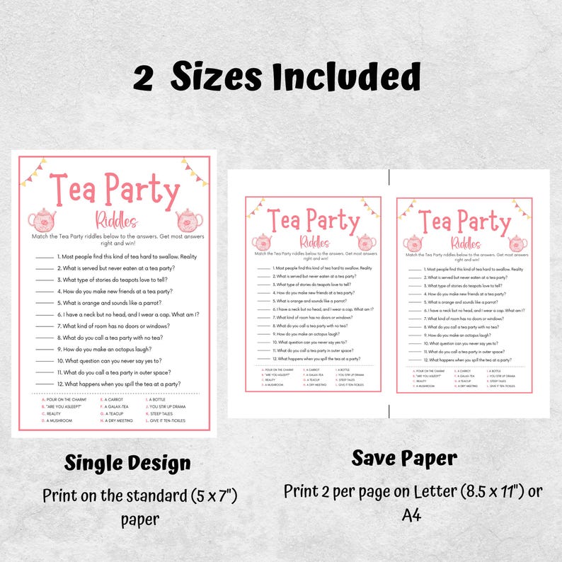 Tea Party Riddles, Tea Party Games, Ladies Tea Party Games, Garden Tea ...