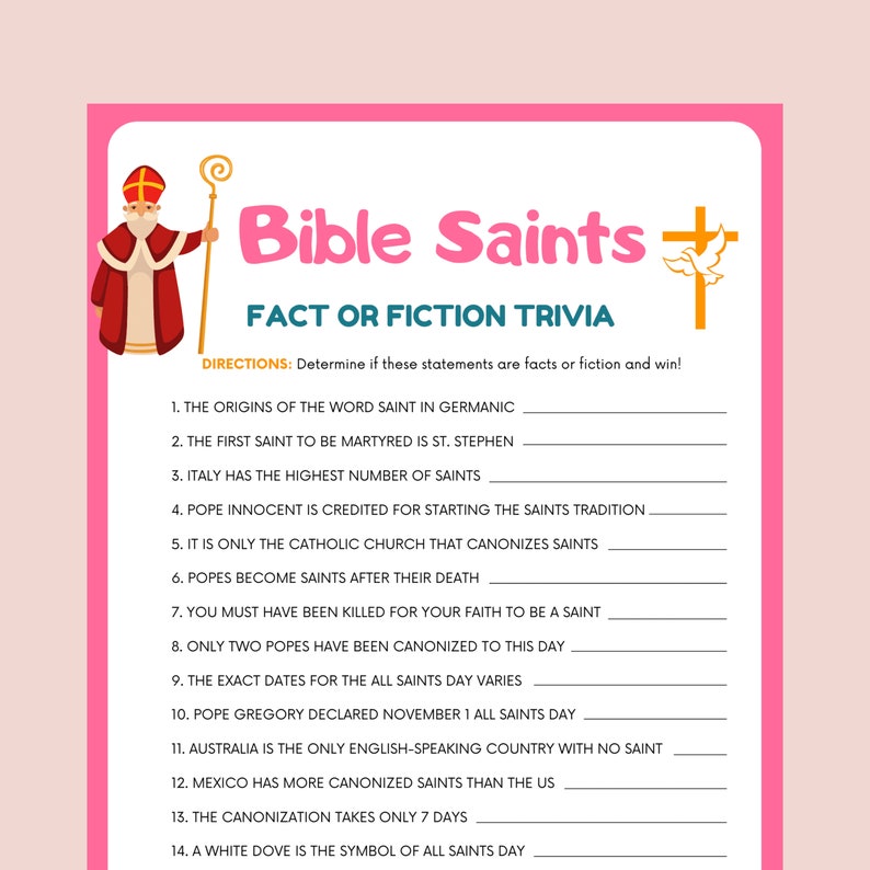 Bible Games, Saints Fact or Fiction, Bible Games, Bible Study Games ...