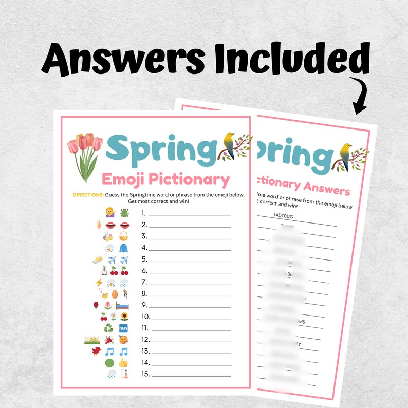 Spring Games, Spring Emoji Pictionary, Spring Party Games, Spring Games ...