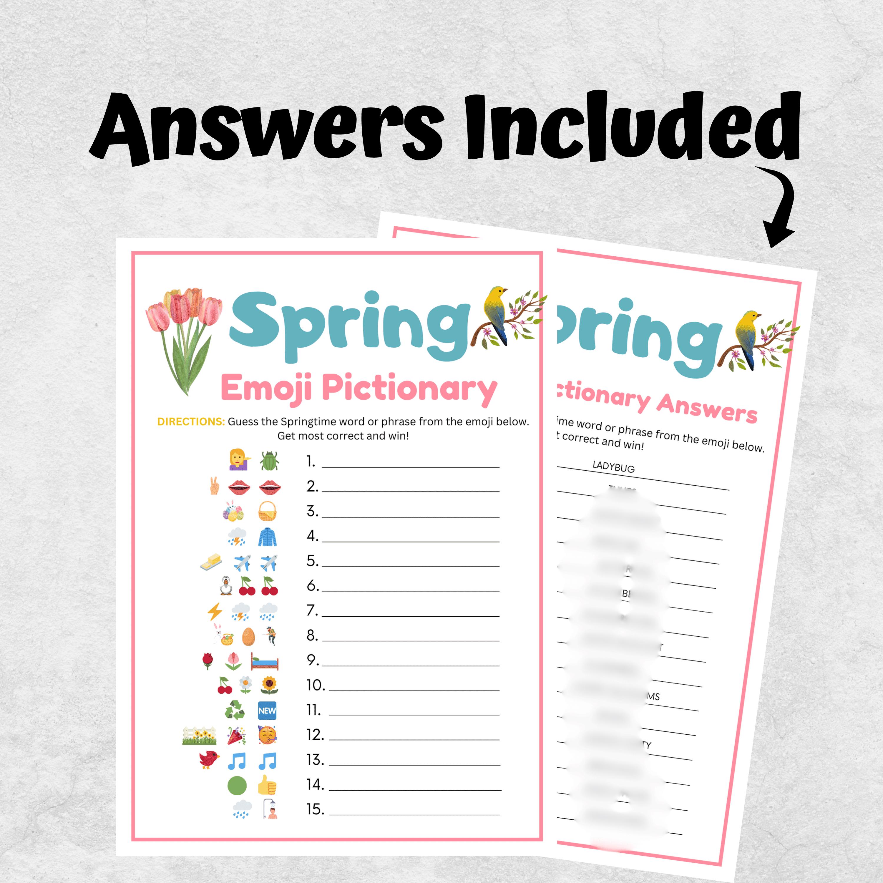 Spring Games, Spring Emoji Pictionary, Spring Party Games, Spring Games ...