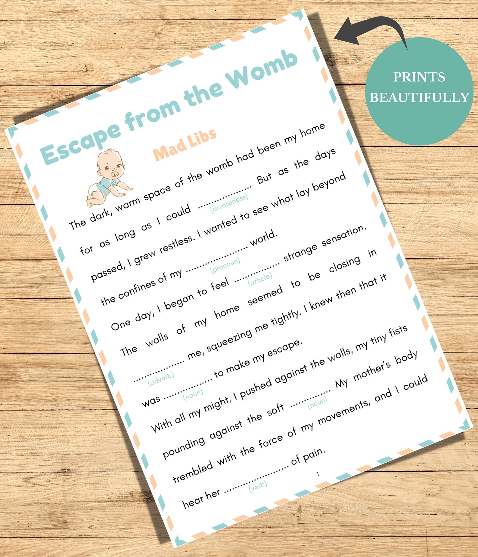 Baby Shower Games, Madlibs, Gender Reveal Games, Baby Shower Party ...