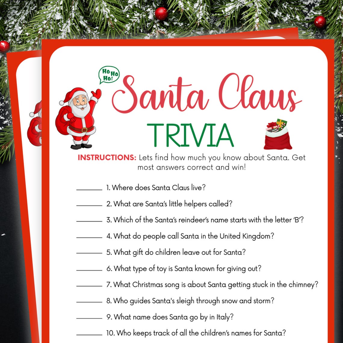 Christmas Games, Santa Claus Trivia, Christmas Party Games, Holiday ...