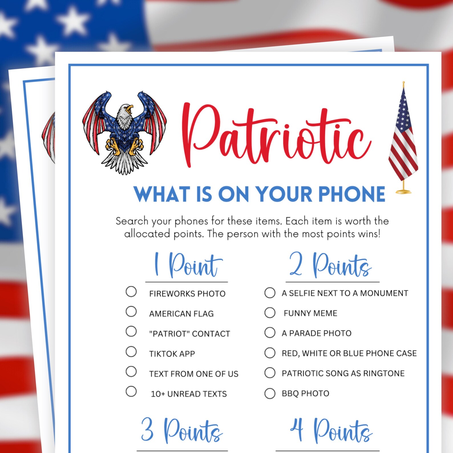 Patriotic Games, What is on Your Phone, Labor Day Game, Veterans Day ...
