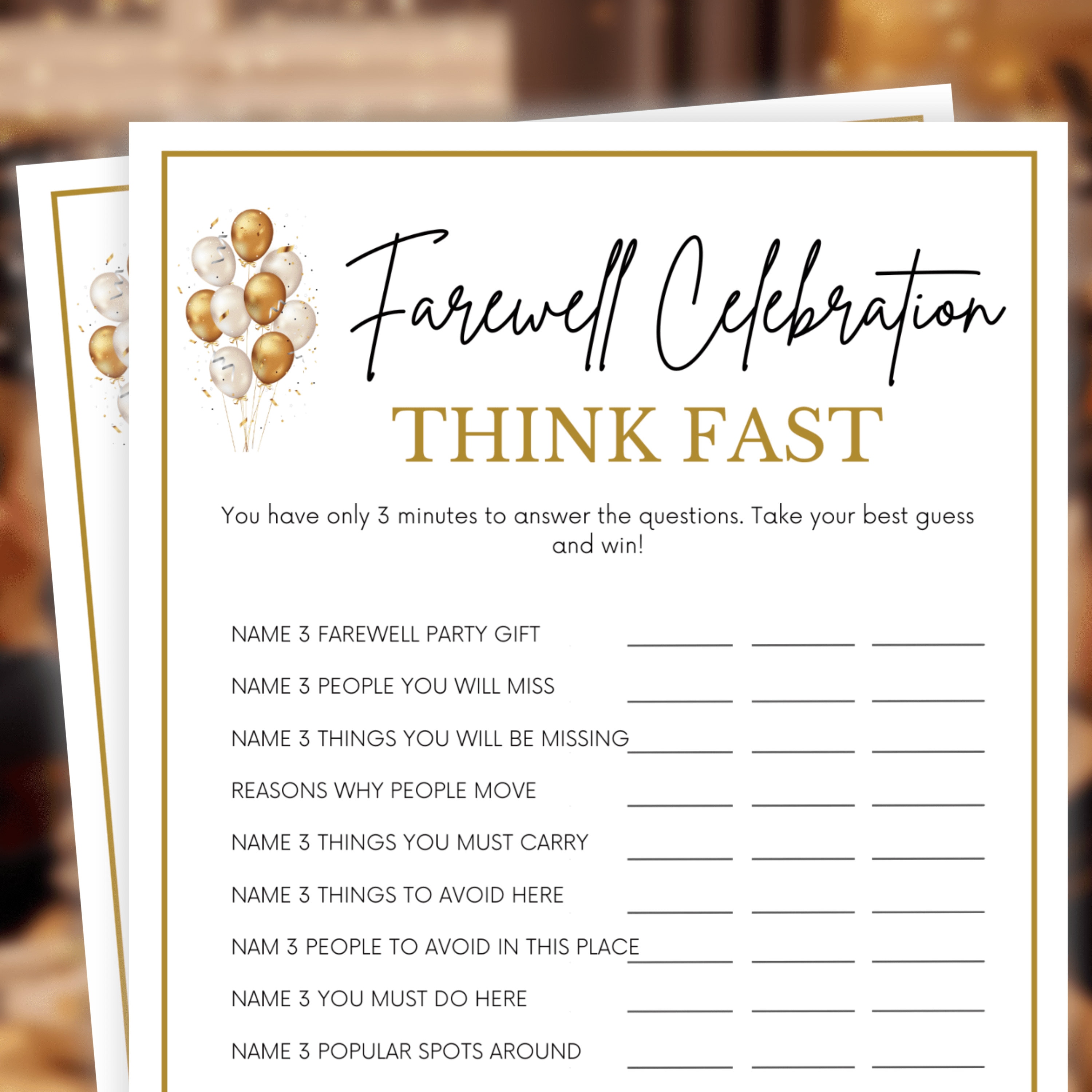 Farewell Party Games, Think Fast, Farewell Party Games for Kids ...