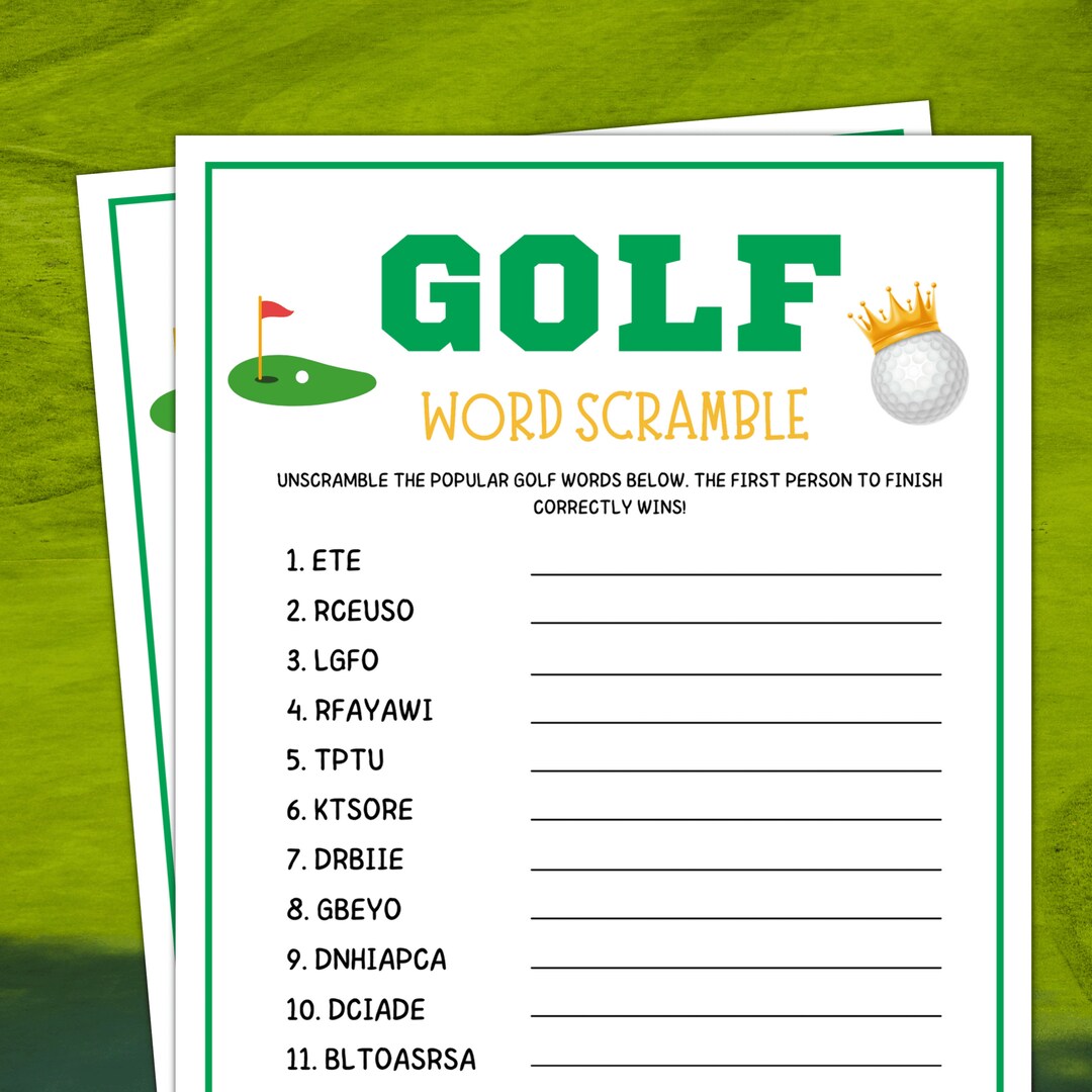 Golf Games, Word Scramble, Golf Party Games, Golf Birthday Games, Golf ...