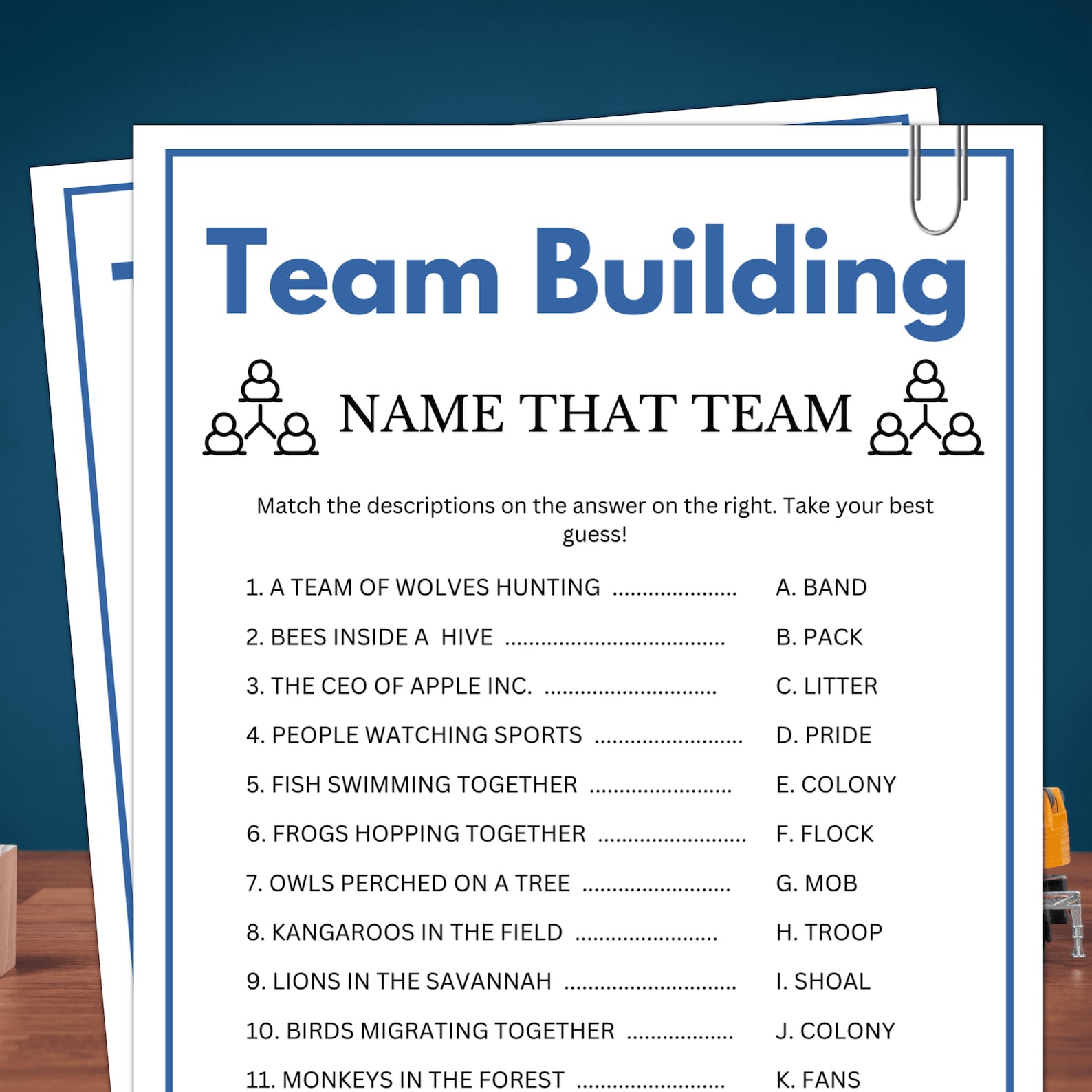 Team Building Games, Name That Team, Team Building Party Game, Team ...