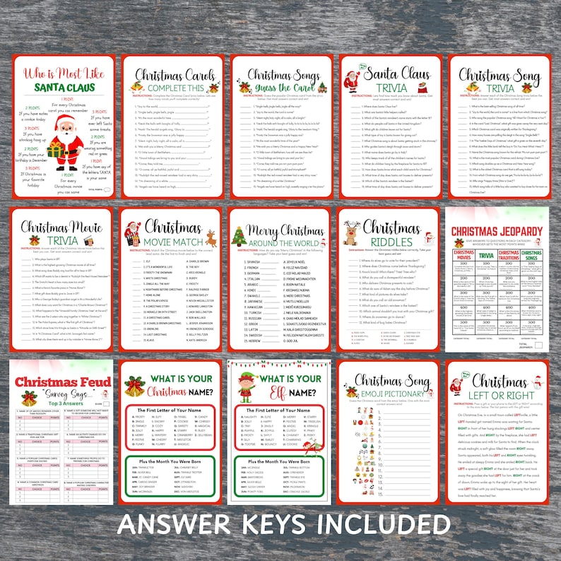 Christmas Games, 50 Game SUPER Bundle, Christmas Party Games, Holiday ...