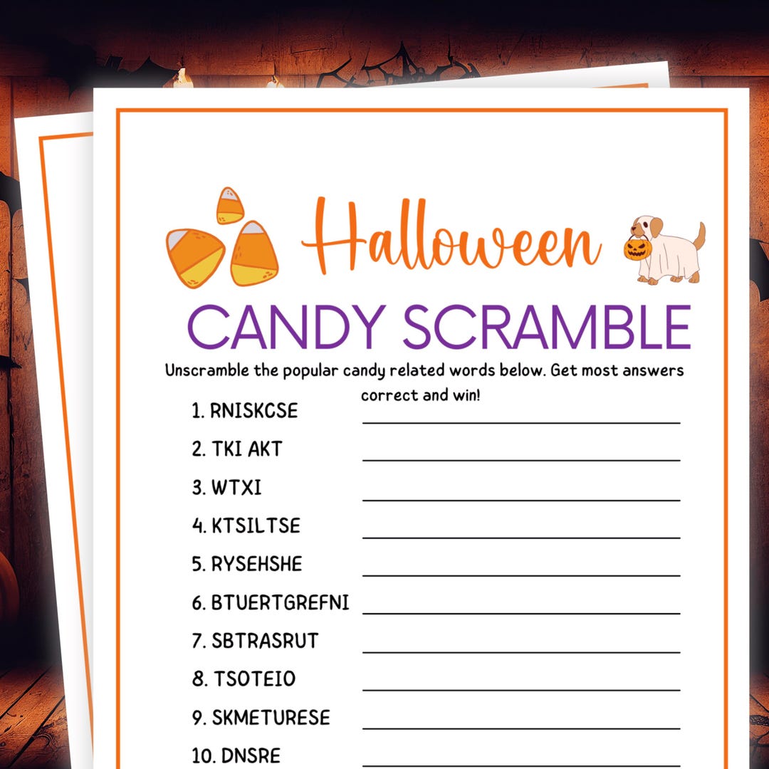 Halloween Games, Candy Word Scramble, Halloween Party Games, Halloween ...