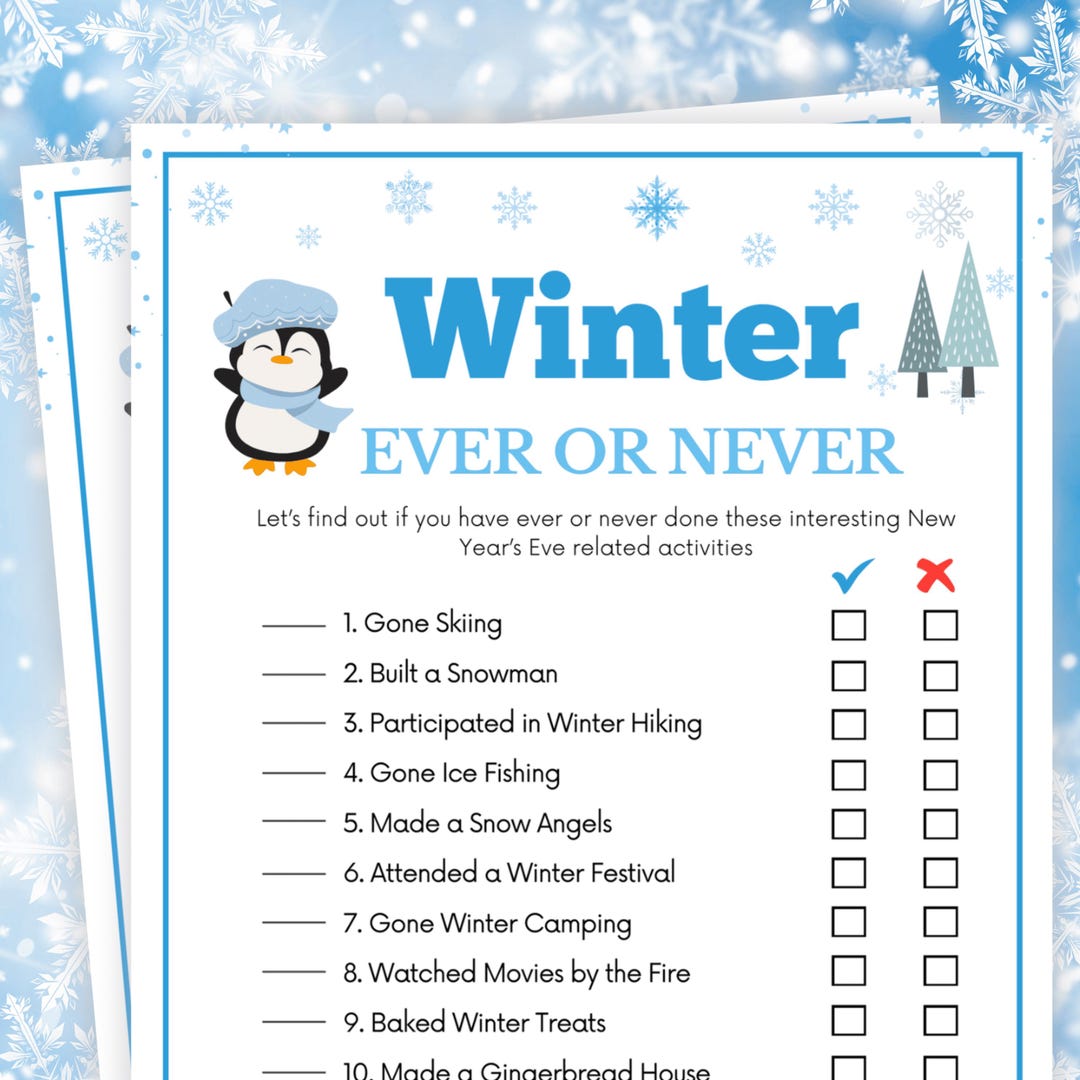 Winter Games, Ever or Never Game, Winter Party Games, Winter Class ...