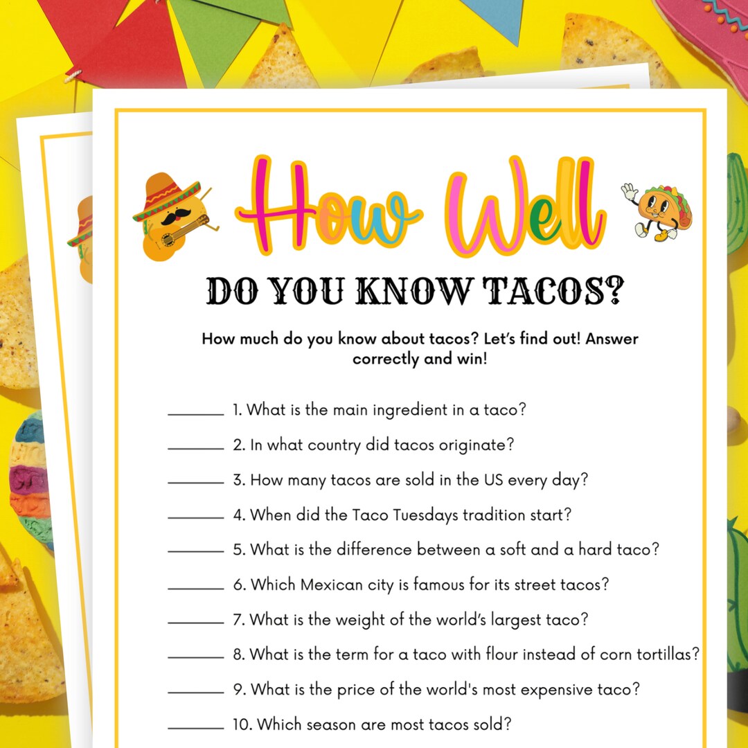 Taco Party Games, How Well Do You Know Tacos?, Taco Trivia, Taco ...
